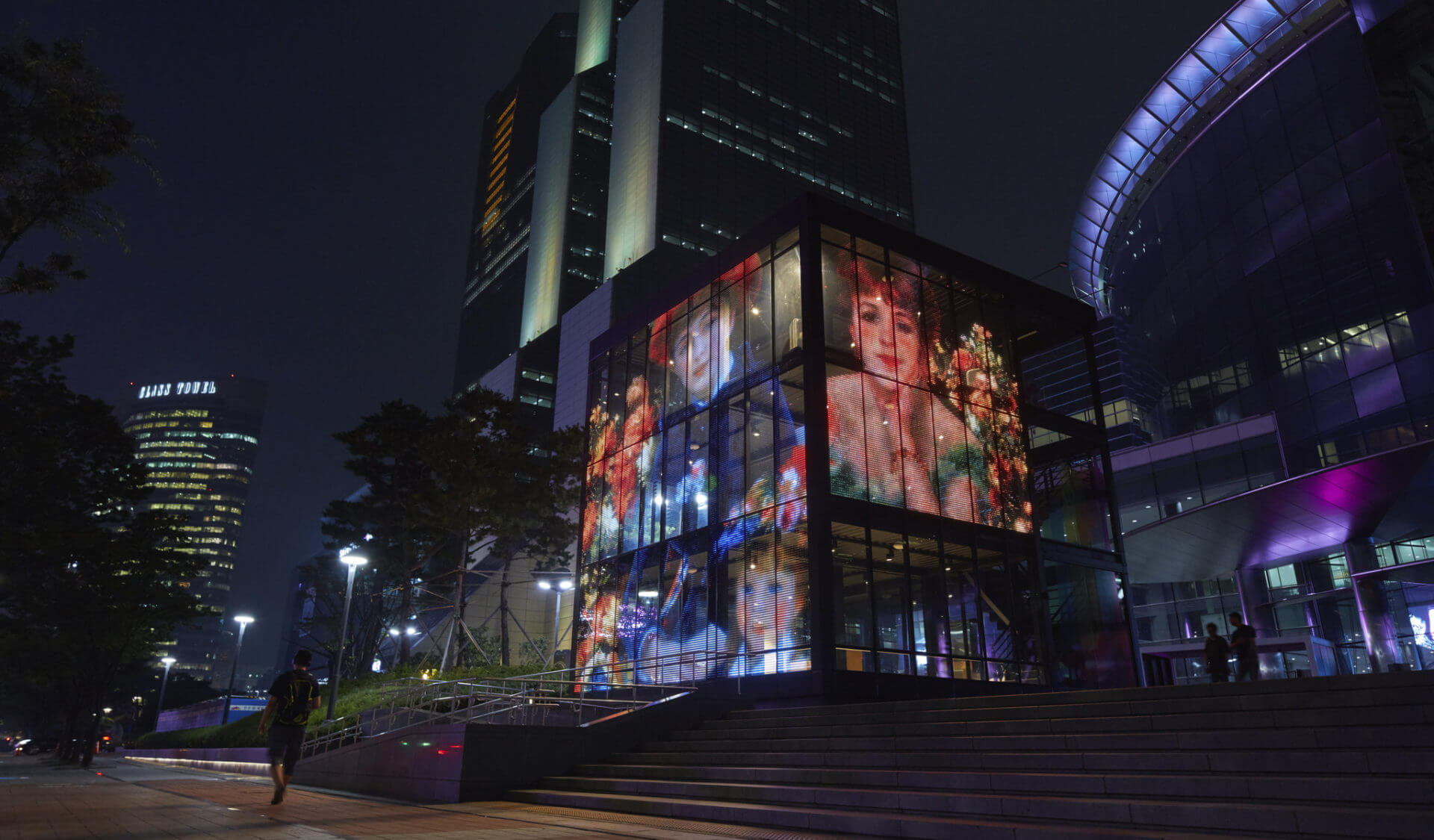Transparent LED Glass Media Facade - GLAAM America
